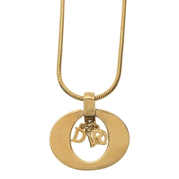 Dior | Jewelry | Christian Dior Logo Necklace Gold Stone Small Ladys ...